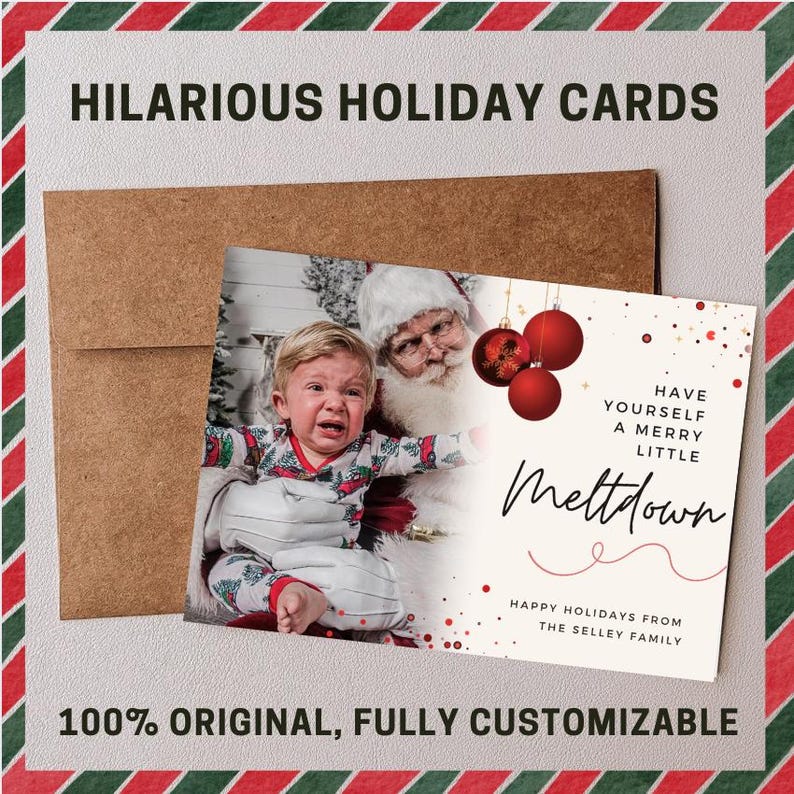Crying Baby Christmas Card Template | Merry Little Meltdown | Custom ...