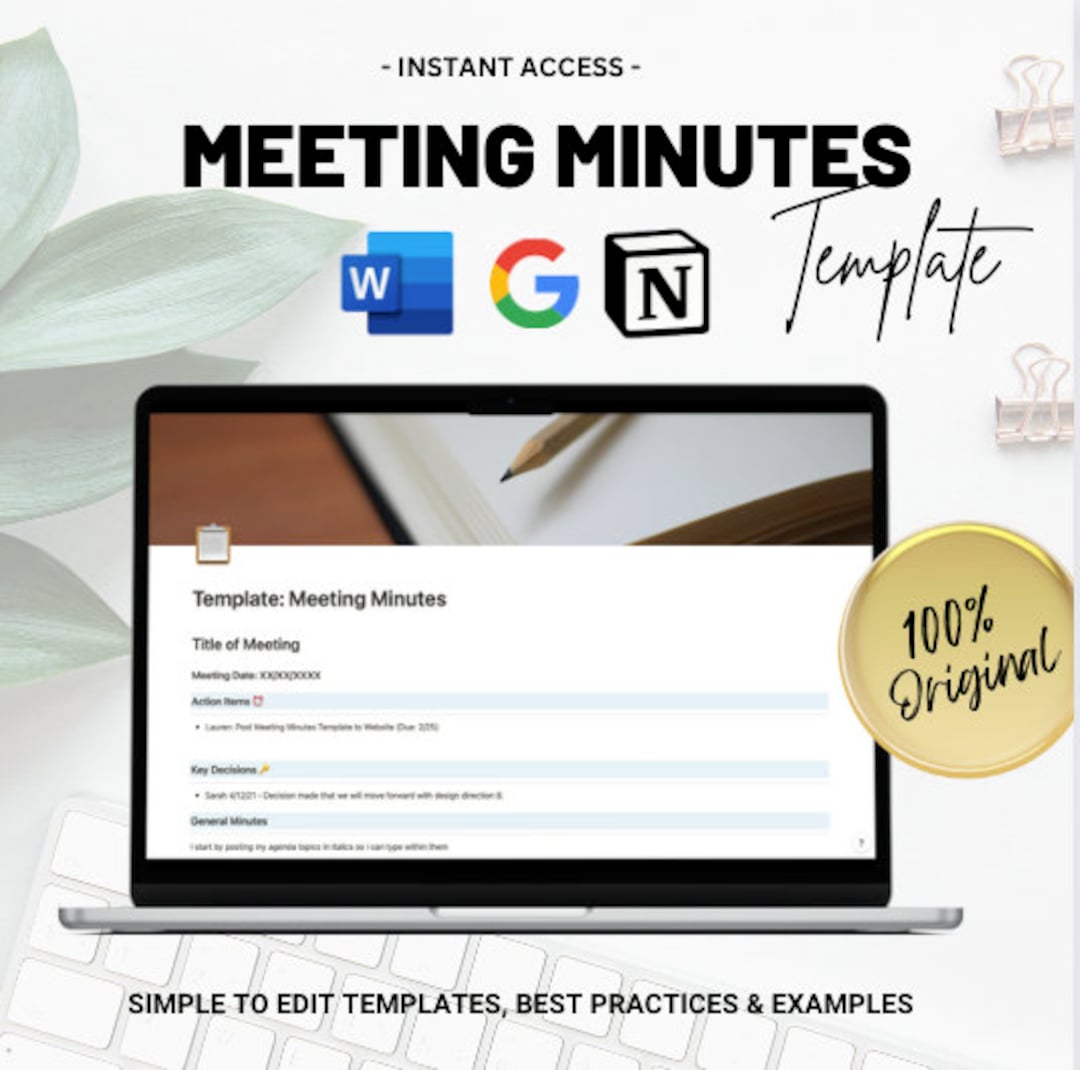 Simple & Effective Meeting Notes Template for Minutes, Action Items and ...