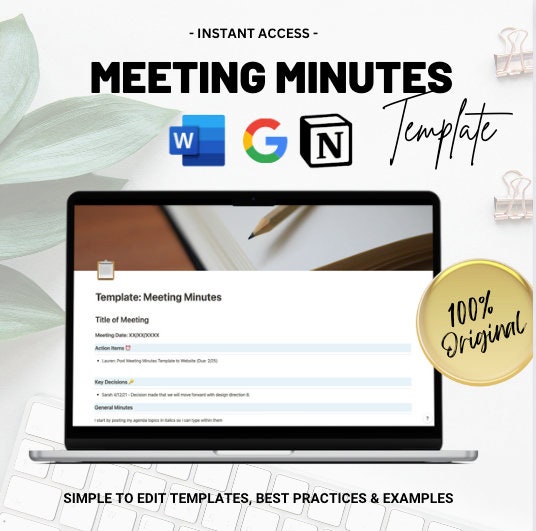 Simple & Effective Meeting Notes Template for Minutes, Action Items and ...