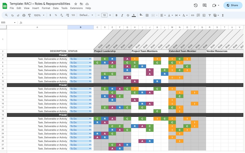 Project RACI Chart Template: Roles & Responsibilities (excel, Google Sheets, Notion) - Etsy Canada