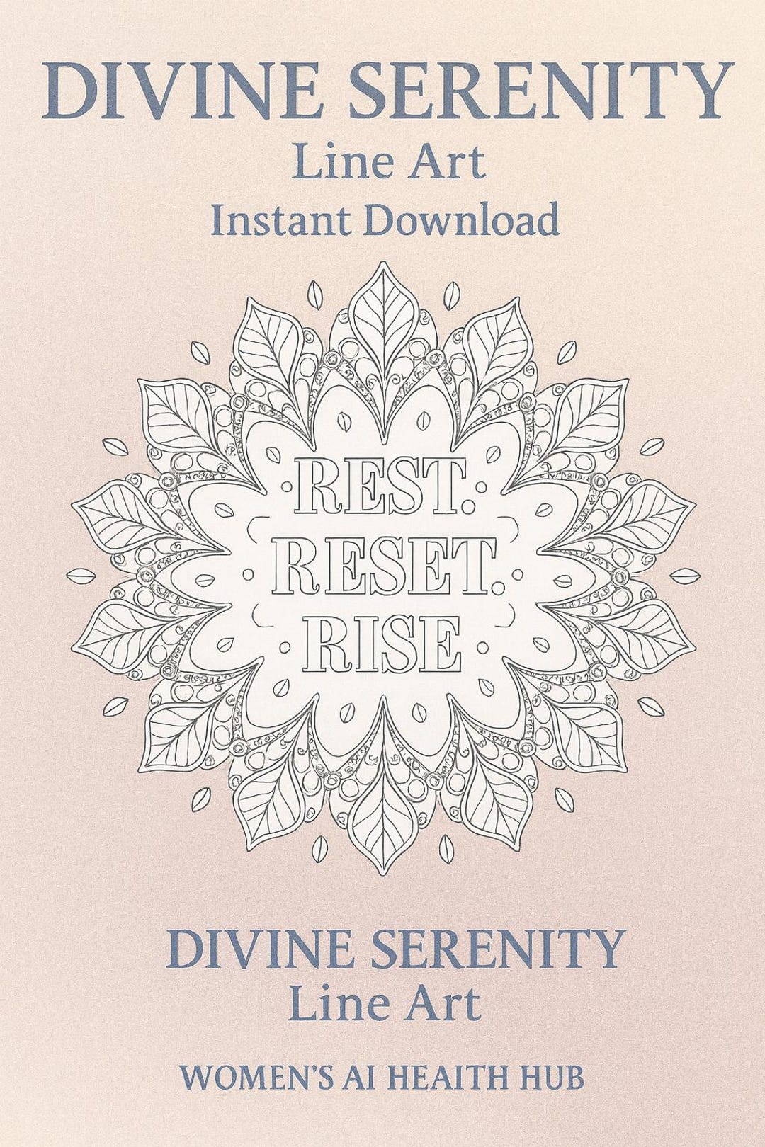 Rest Reset Rise | Positive Affirmation Art | Mindful Self-care ...