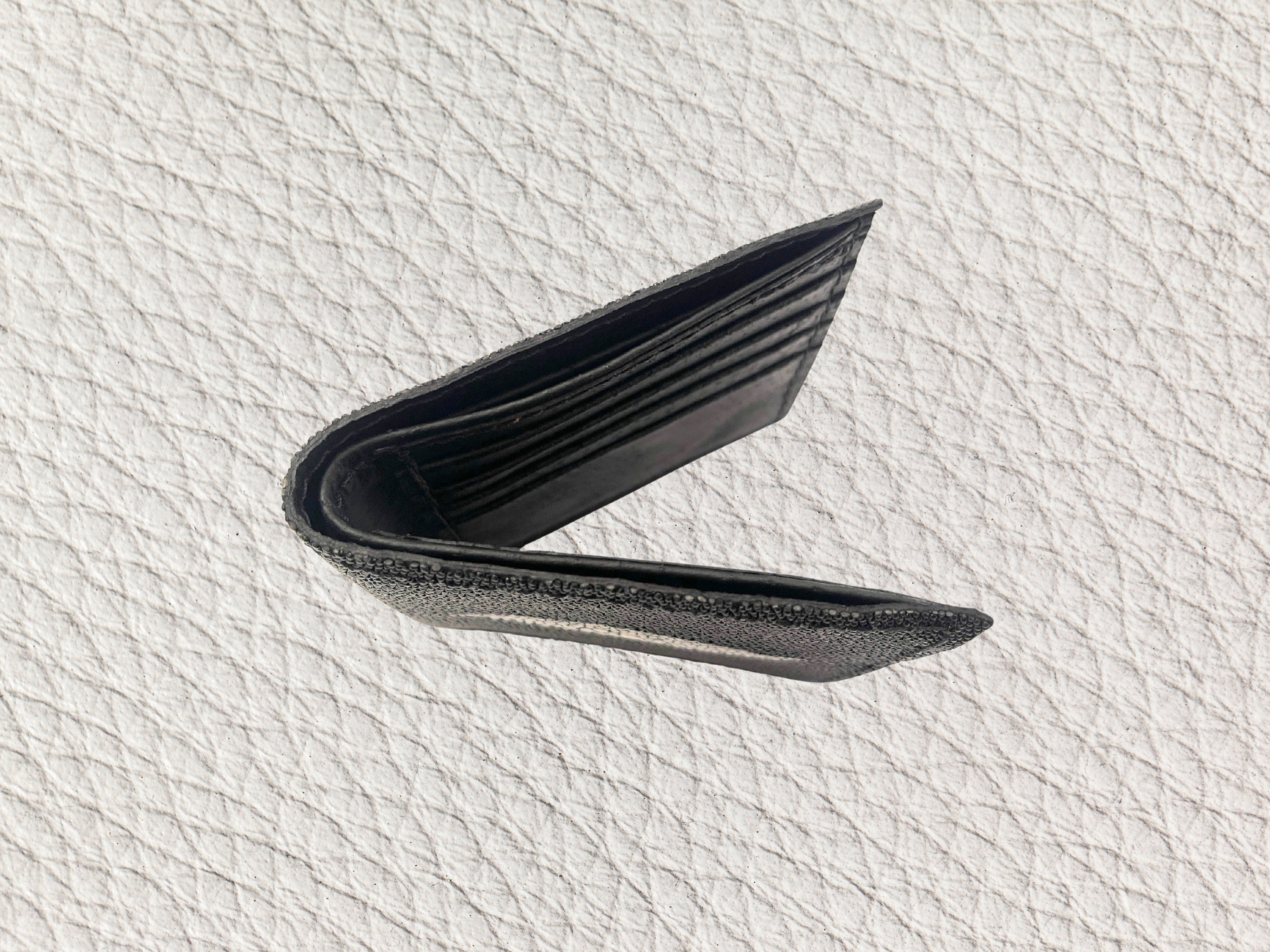 Hand-stitched Bifold Stingray Wallet, Mens Wallet, Genuine Stingray ...