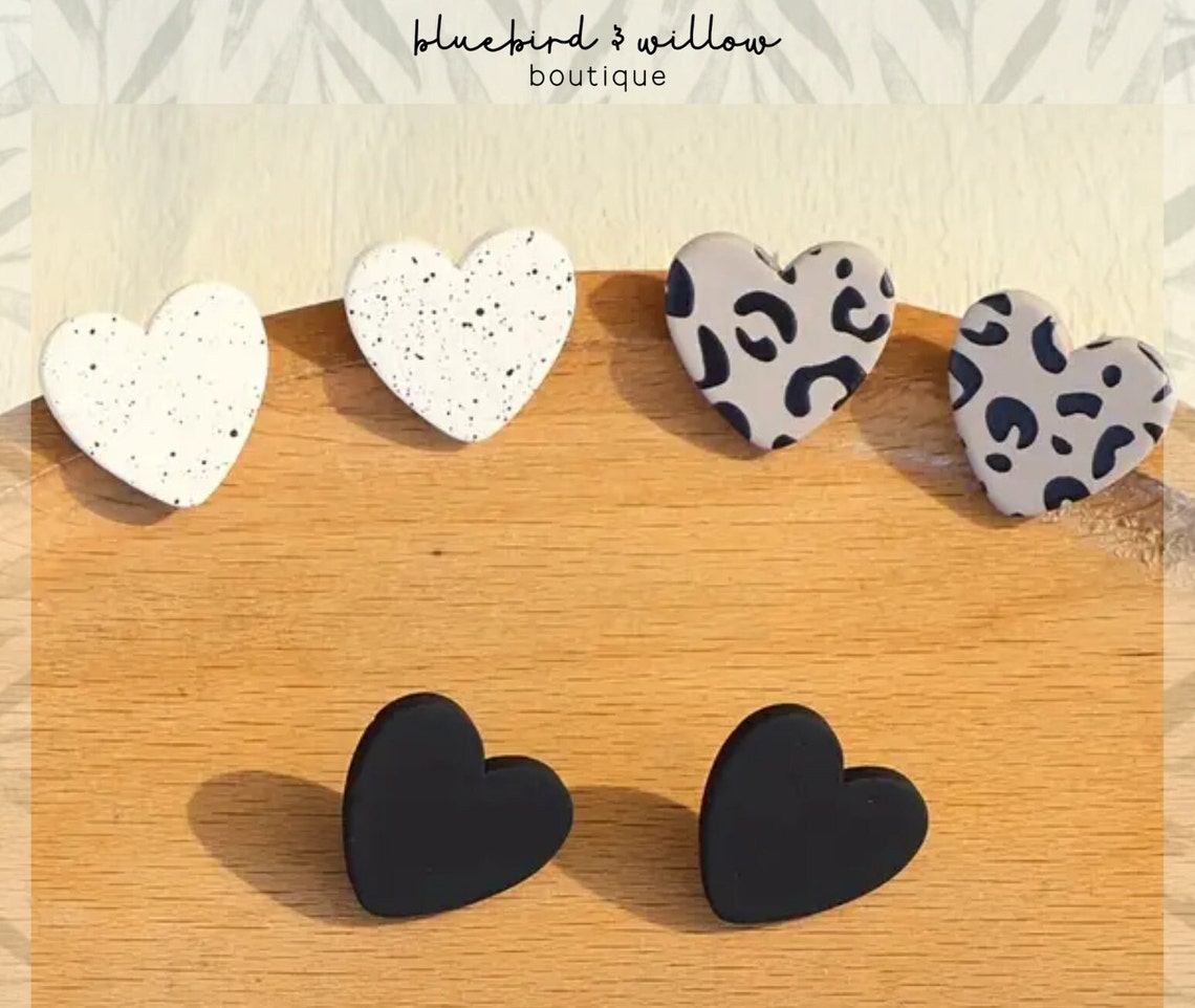 Neutral Heart Stud Earrings Simple and Delicate Earrings for Events ...
