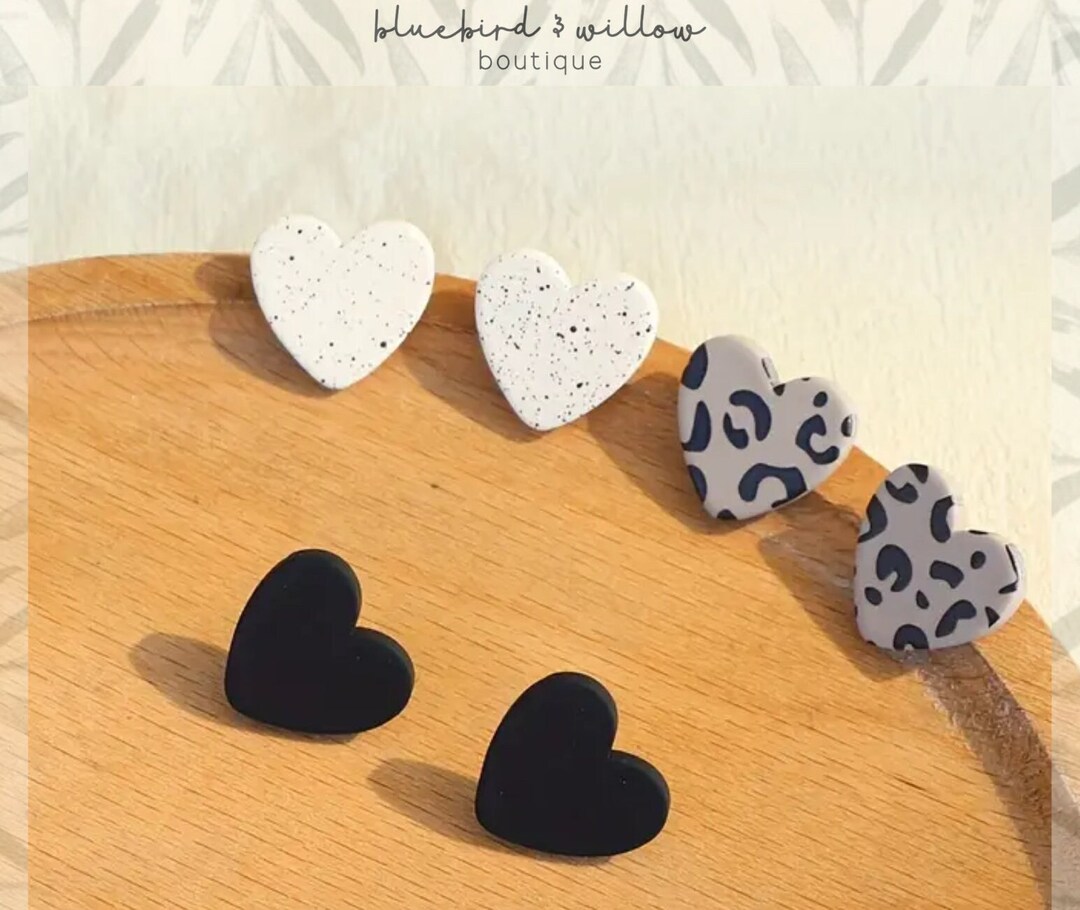 Neutral Heart Stud Earrings Simple and Delicate Earrings for Events ...