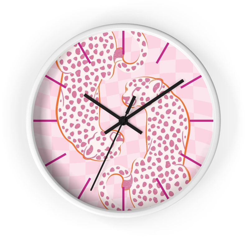 Trendy Wall Clock, Preppy Room Decor, Pink Wall Art, Pink Wall Clock ...