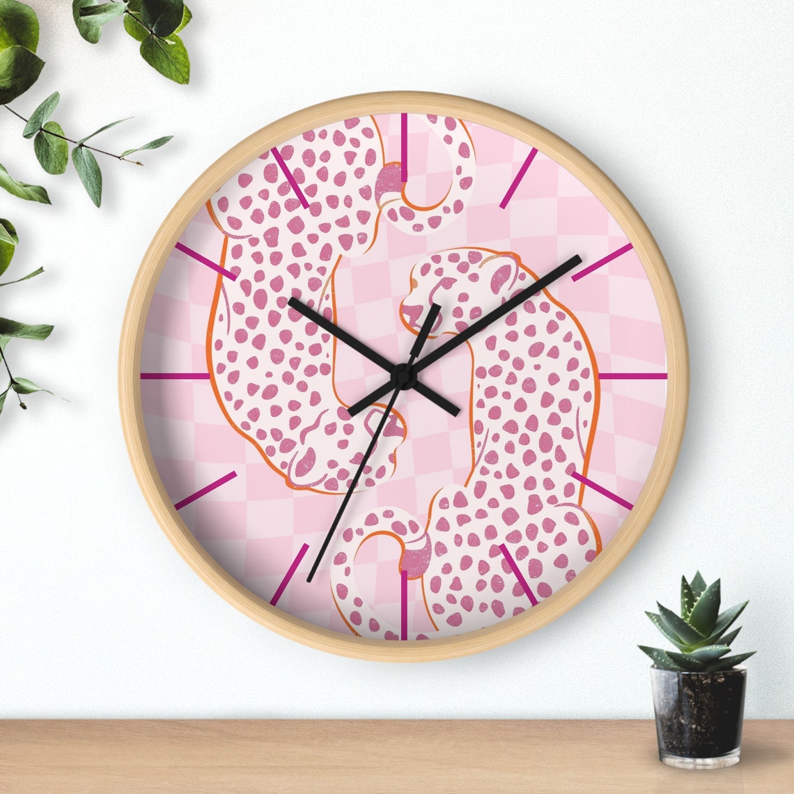 Trendy Wall Clock, Preppy Room Decor, Pink Wall Art, Pink Wall Clock ...