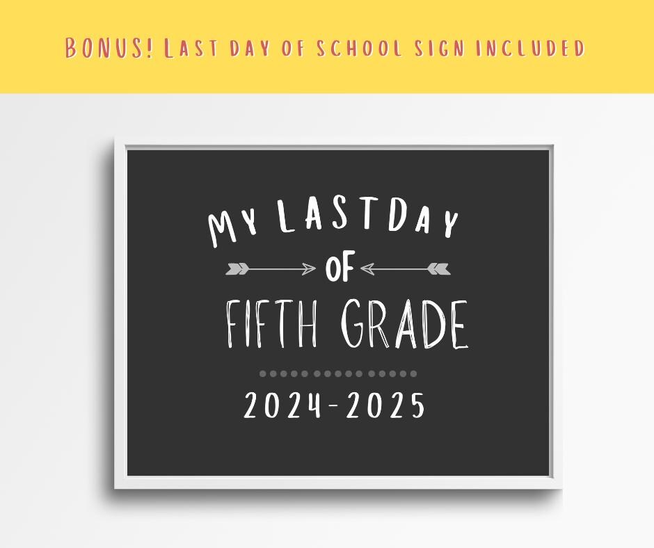 First Day of School 5th Grade Printable Photo Sign Instant Download ...