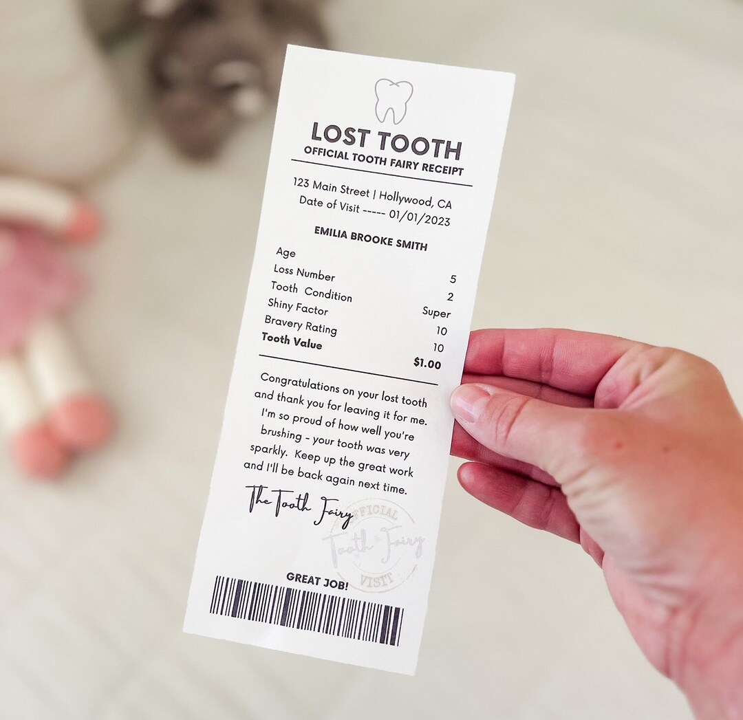 Tooth Fairy Editable Printable Download | Lost Tooth Receipt | Canva ...