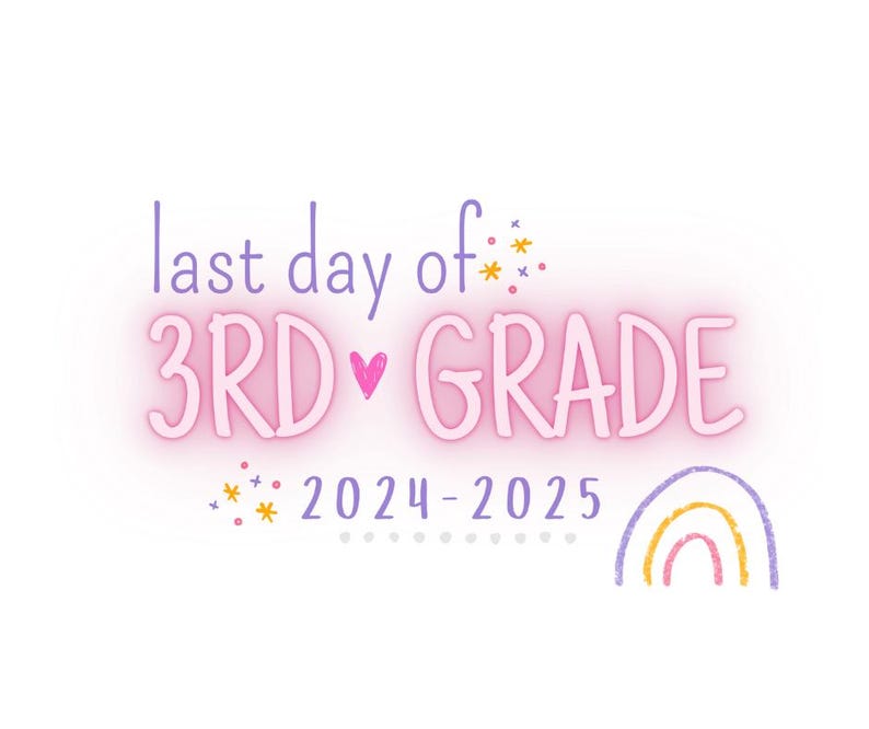 1st Day of School 3rd Grade Printable Rainbow Instant Download Photo ...