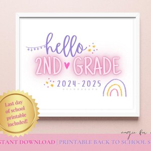 First Day of School 2nd Grade Rainbow | Printable | Instant Download ...