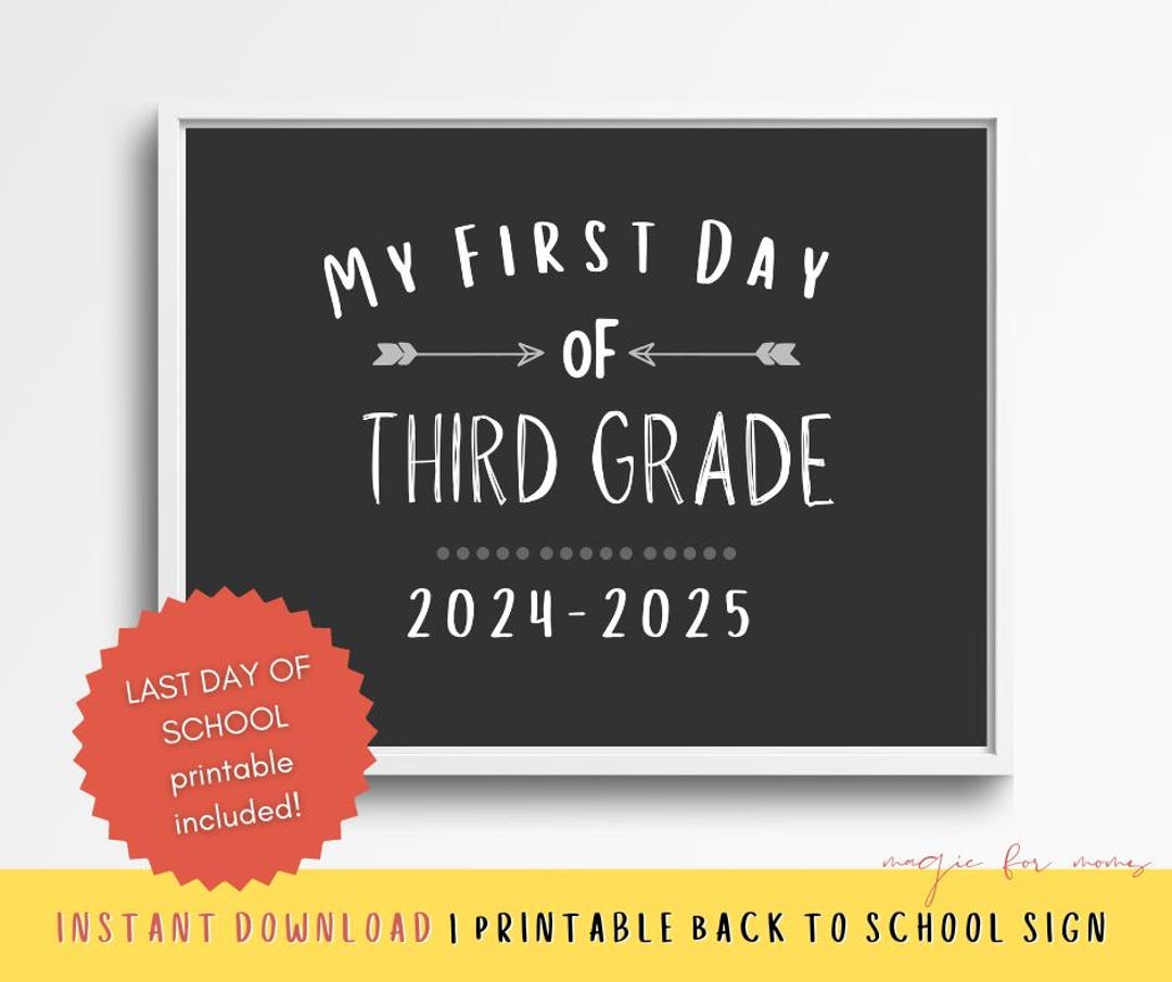 First Day of School 3rd Grade Printable | Photo Sign | Instant Download ...