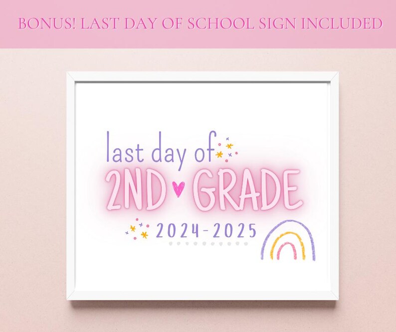First Day of School 2nd Grade Rainbow | Printable | Instant Download ...