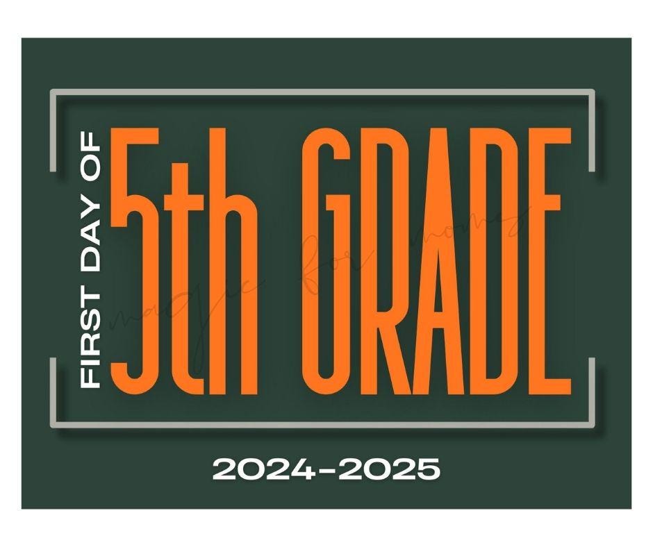 1st Day of School Printable Sign Instant Download 5th Grade Army Green ...