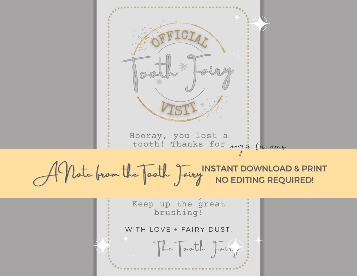 Tooth Fairy Letter Printable Downloads | No Editing Required | Print ...