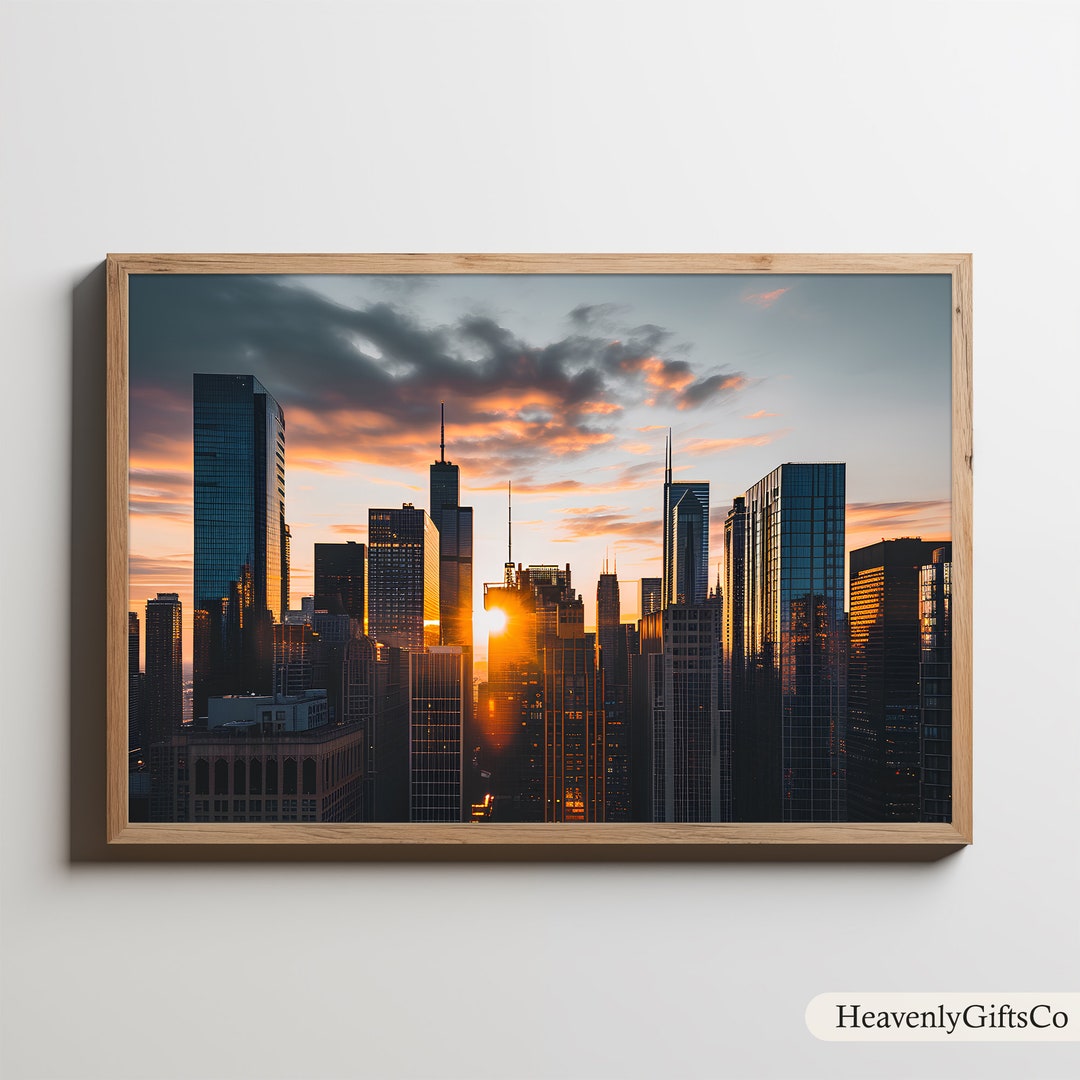 Skyline Sunrise Wall Print, Printable Wall Art, Digital Download ...
