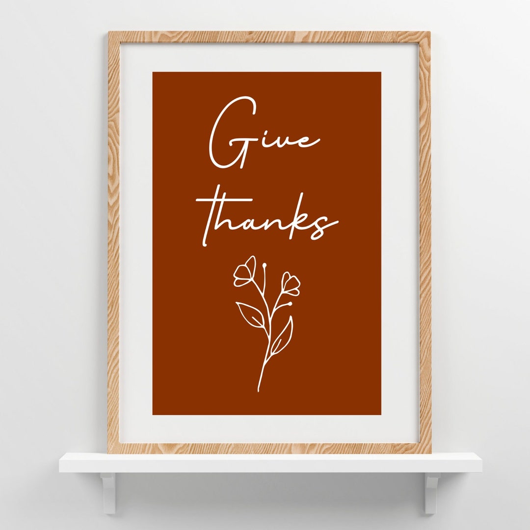 Give Thanks Digital Print, Instant Download, Minimalist Wall Art, Fall ...