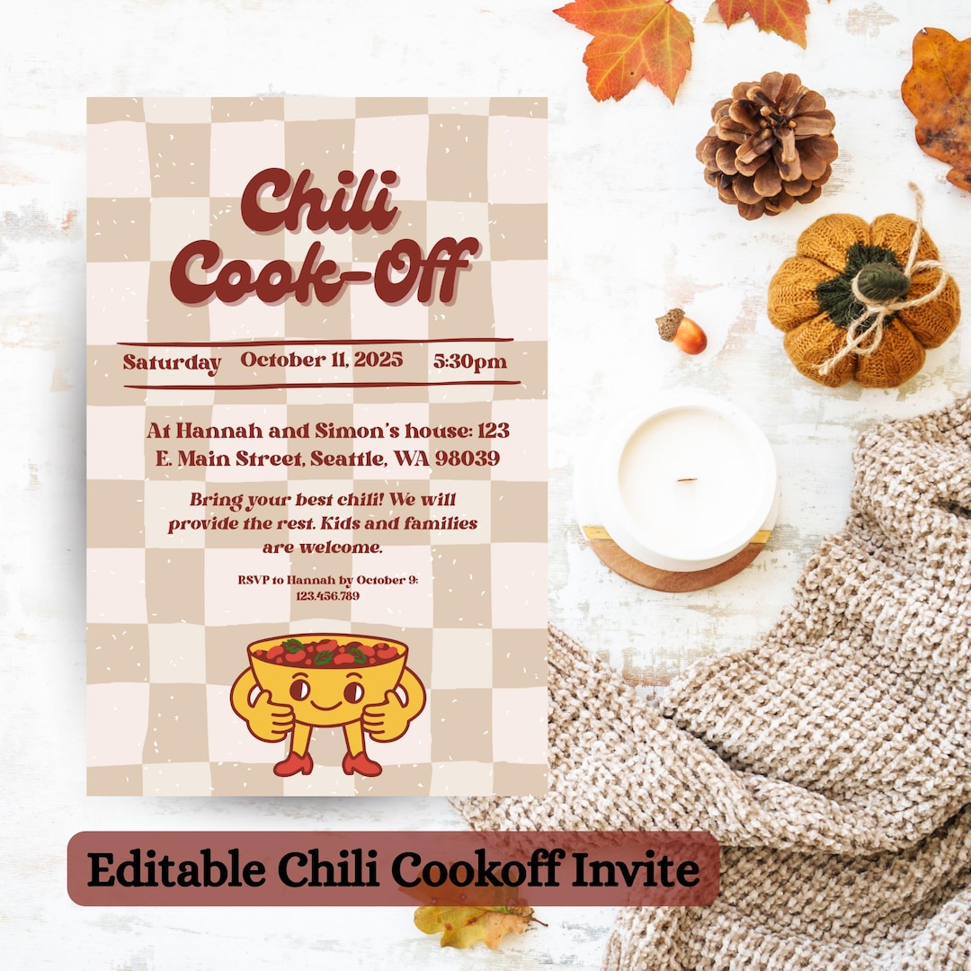Fall Chili Cook off Invitation, Chili Party, Friendsgiving Invitation ...