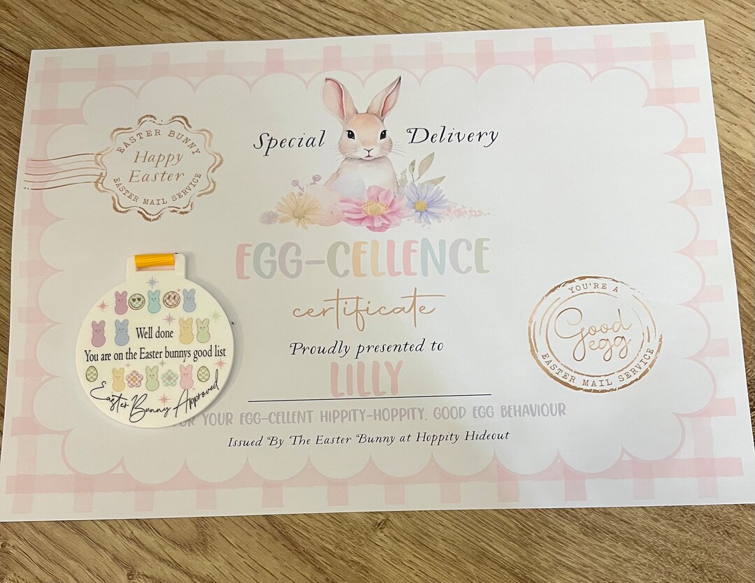 Easter Bunny Nice List Medal Easter Bunny Approved Medal & Personalised ...