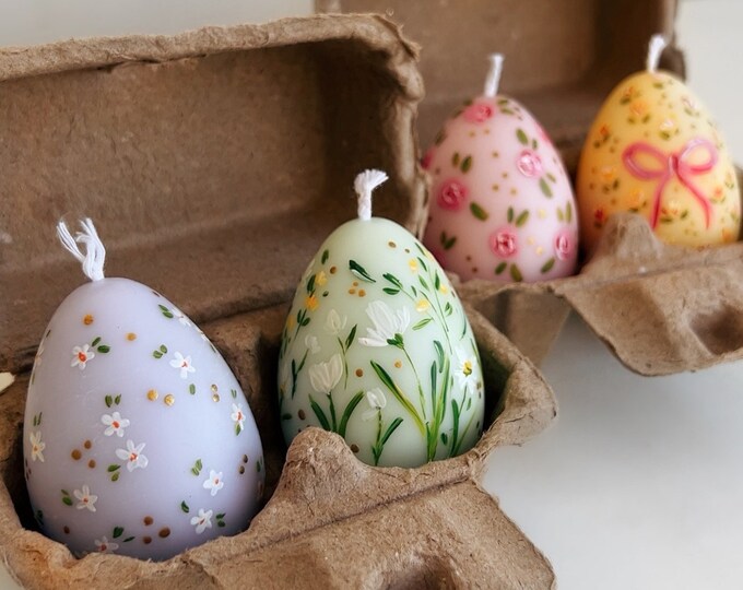 Easter Egg Candles / Hand Painted Candles - Etsy