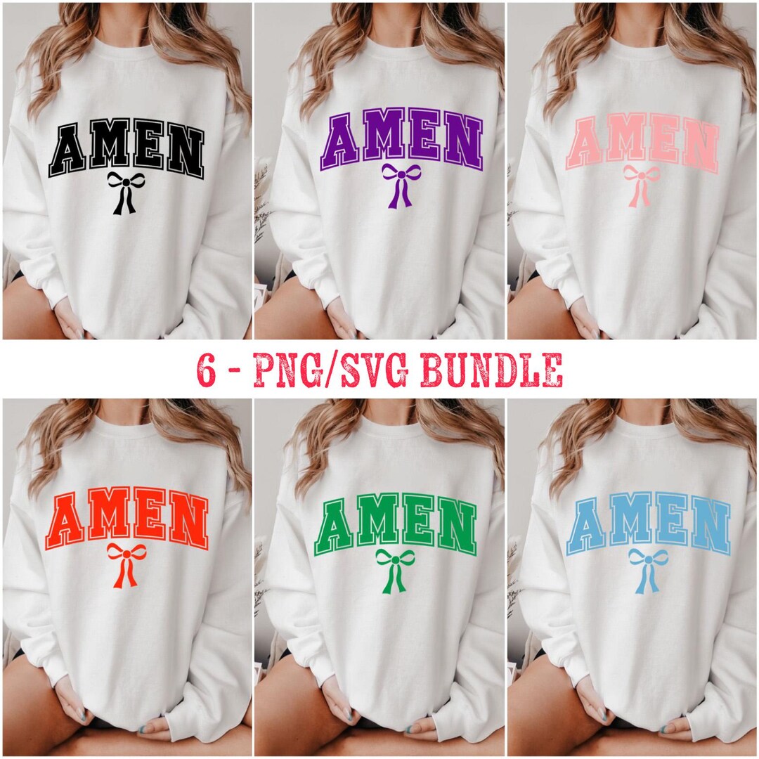 Amen Png Svg Bundle Coquette Amen Bow PNG Floral Easter Christian ...