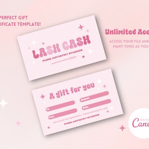 Gift Certificate Diy Lash Cash for Lash Techs, Lash Cash Card, Lash ...