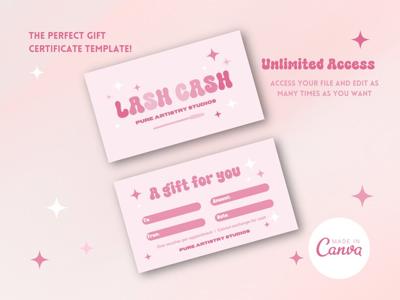 Gift Certificate Diy Lash Cash for Lash Techs, Lash Cash Card, Lash ...