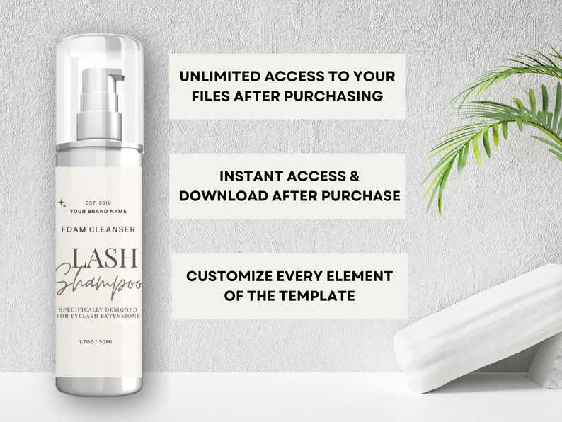 Lash Shampoo Label Template, DIY Eyelash Extension Cleanser (digital ...