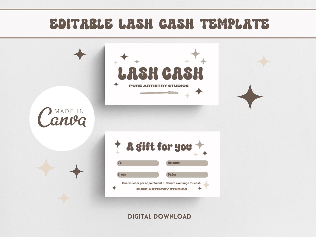 Lash Cash Cards for Lash Tech Business, Lash Gift Card, Lash Voucher to ...