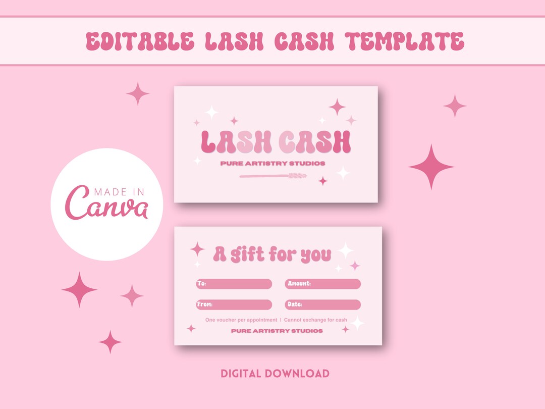 Gift Certificate Diy Lash Cash for Lash Techs, Lash Cash Card, Lash ...
