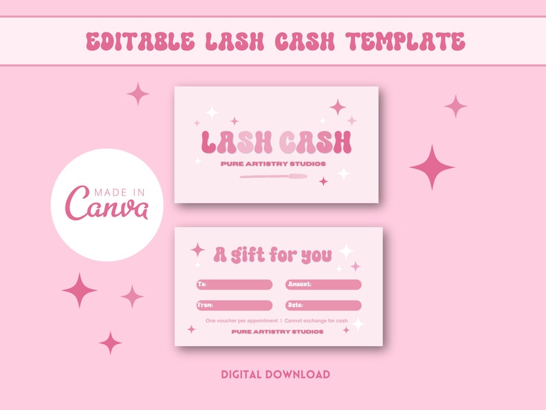 Gift Certificate Diy Lash Cash for Lash Techs, Lash Cash Card, Lash ...