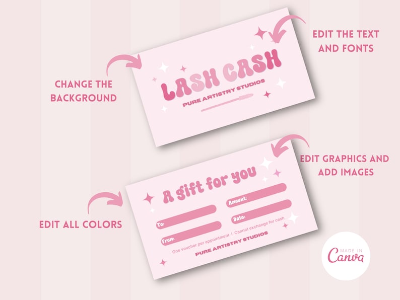 Gift Certificate Diy Lash Cash for Lash Techs Lash Cash Card - Etsy