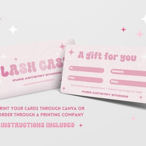Gift Certificate Diy Lash Cash for Lash Techs, Lash Cash Card, Lash ...