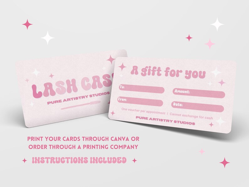 Gift Certificate Diy Lash Cash for Lash Techs, Lash Cash Card, Lash ...