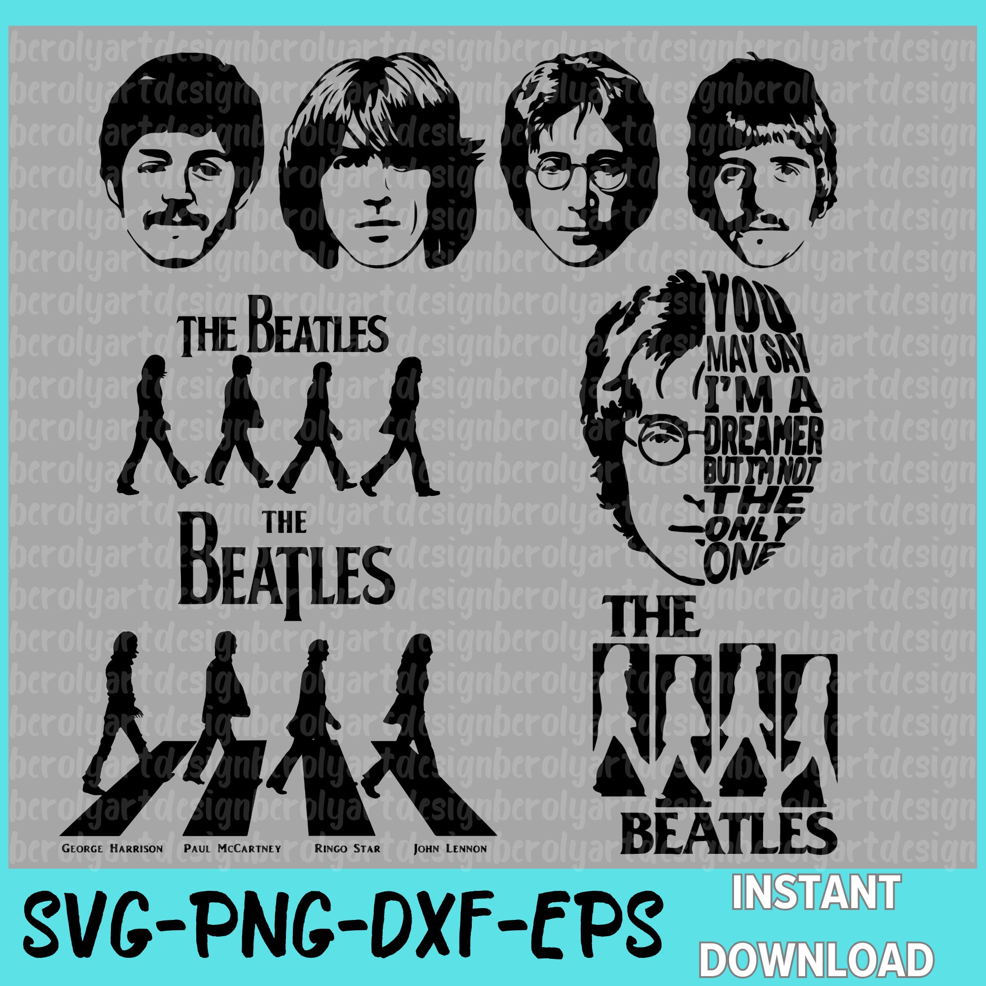 The Beatles Svg Bundle, the Beatles Png, the Beatles Vector, Rock and ...