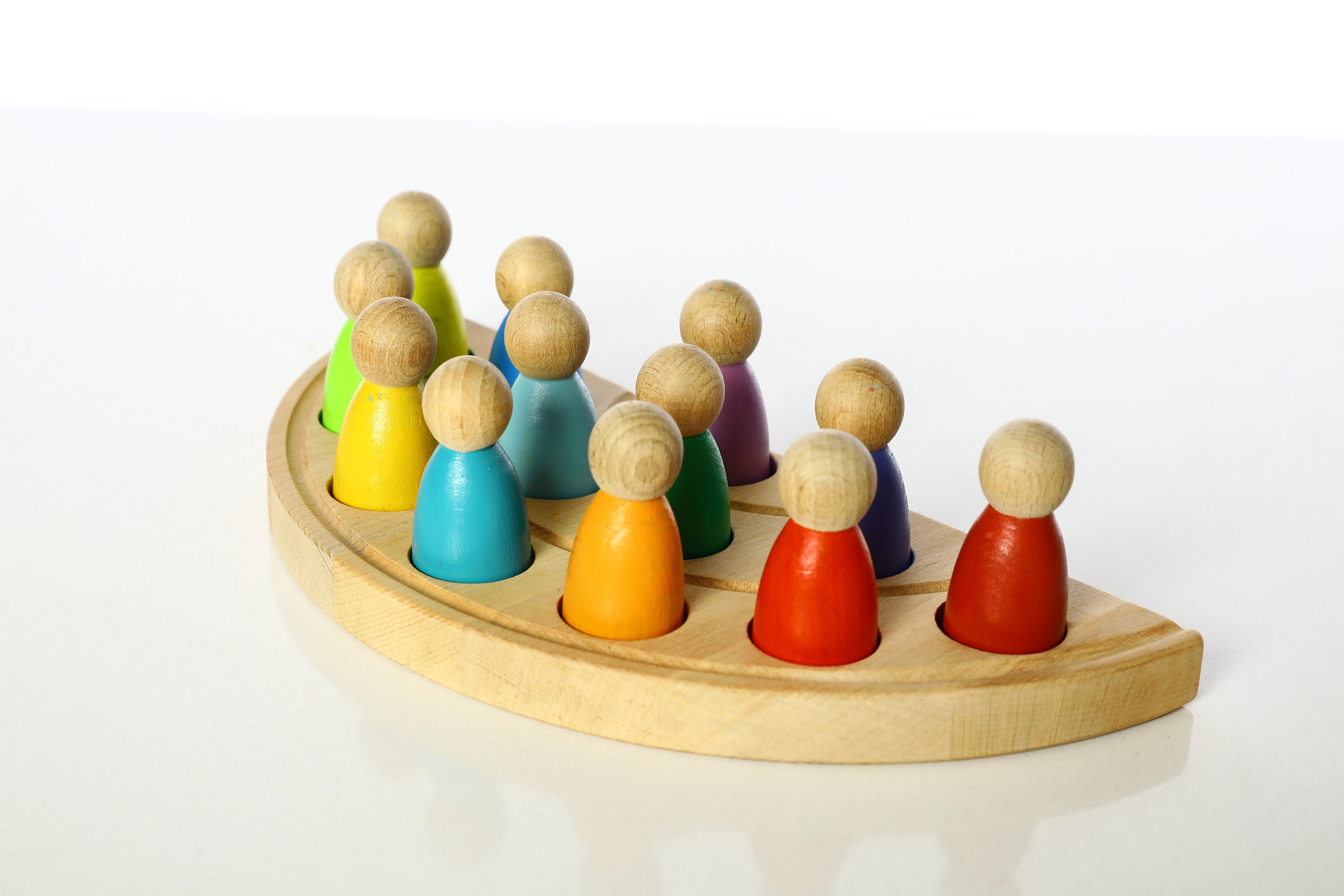 Wooden Waldorf Rainbow Peg Doll Tray for Imaginative Play:a Natural ...