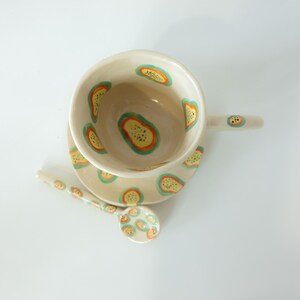 Handmade Ceramic Fruit Mug Set, Cute Breakfast Set, Papaya Clay Fruit ...