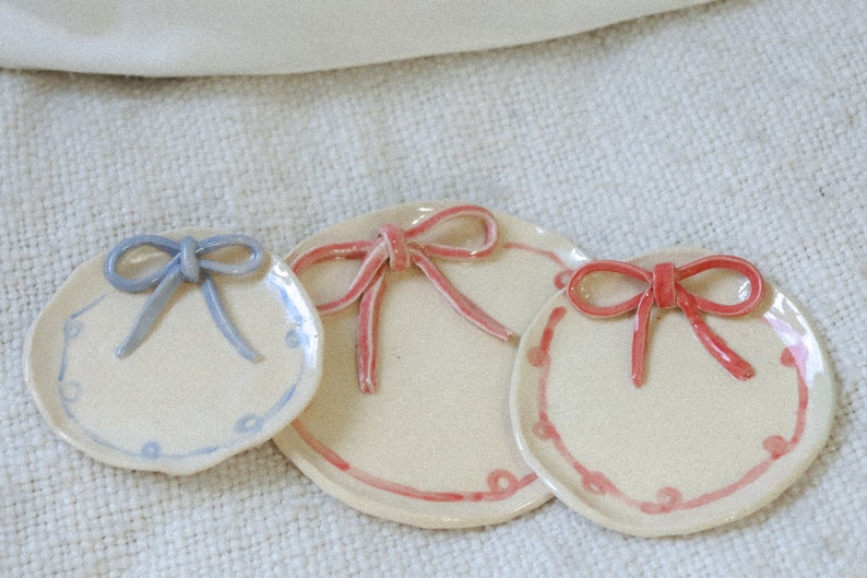 Pink Coquette Bow Ceramic Plate , Bow Trinket, Coquette Pottery ...