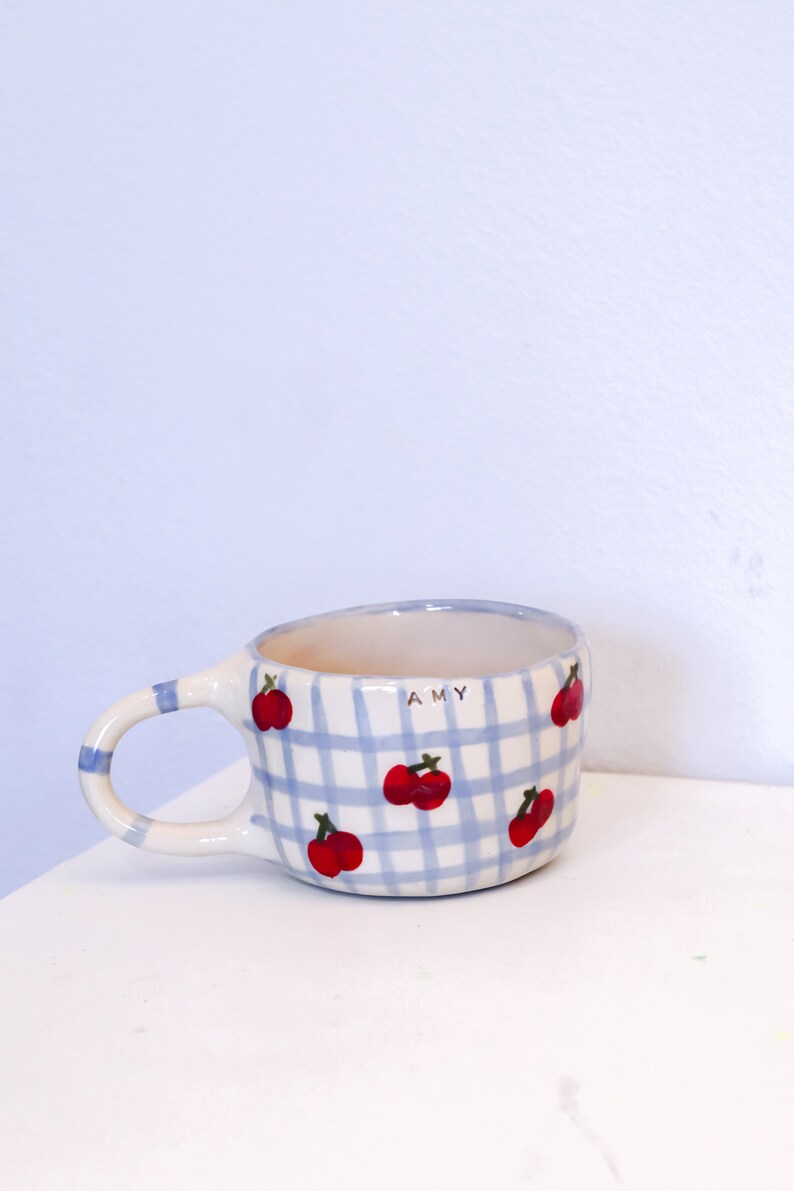 CHERRYFIELDS: Cute Custom Cherry Handmade Mug Aesthetic - Etsy