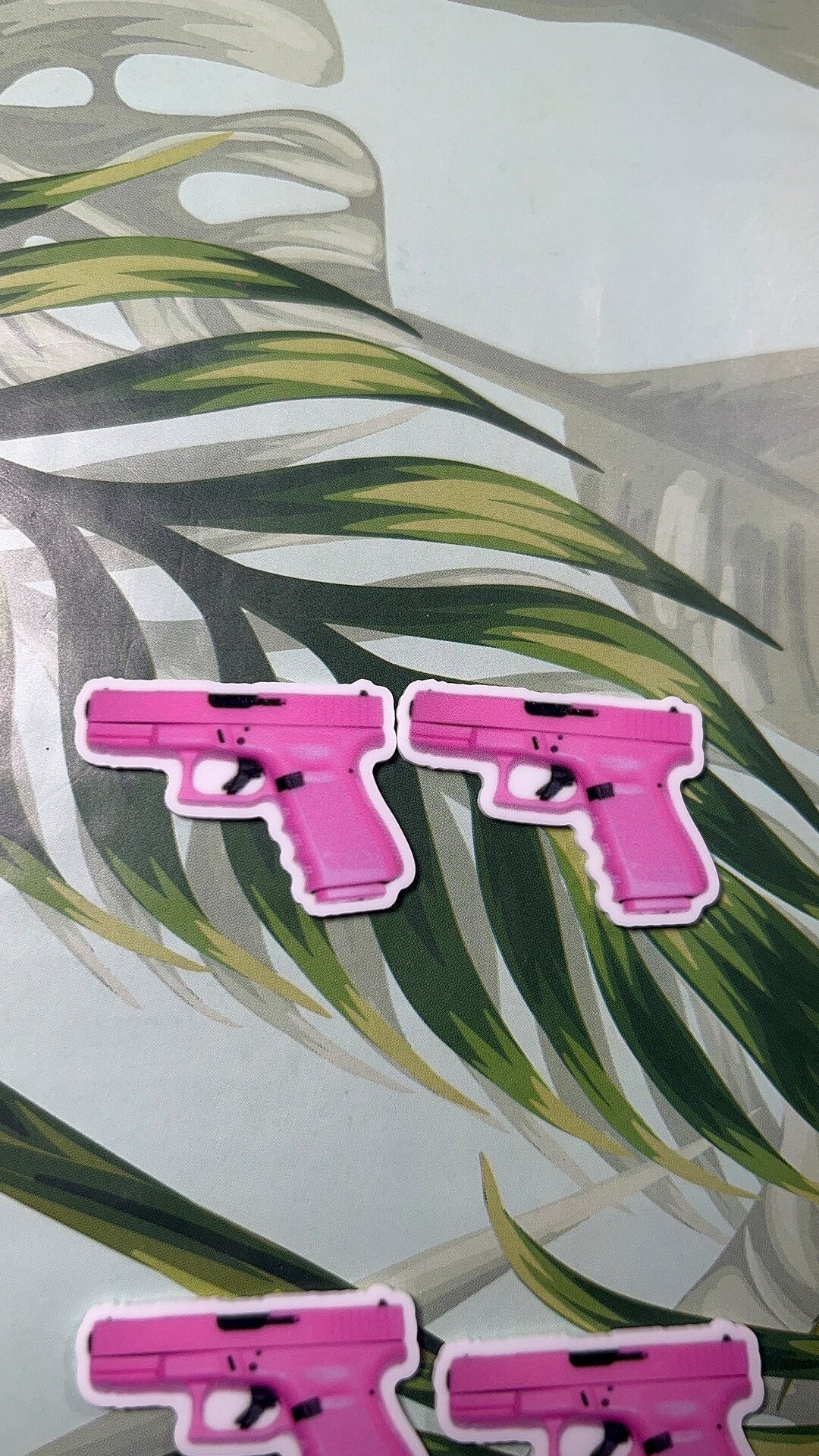 Pink Glock- Flatback- Resin Charms- Bow Centers- Pendants- Badge Reels ...