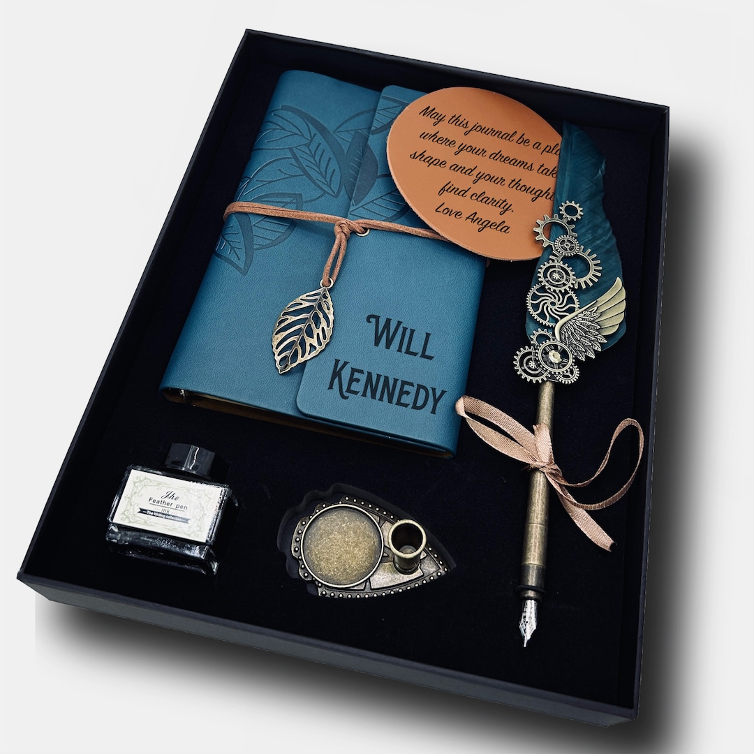 CUSTOM Calligraphy Set With Custom Journal / Engraved Pen Set / Quill ...