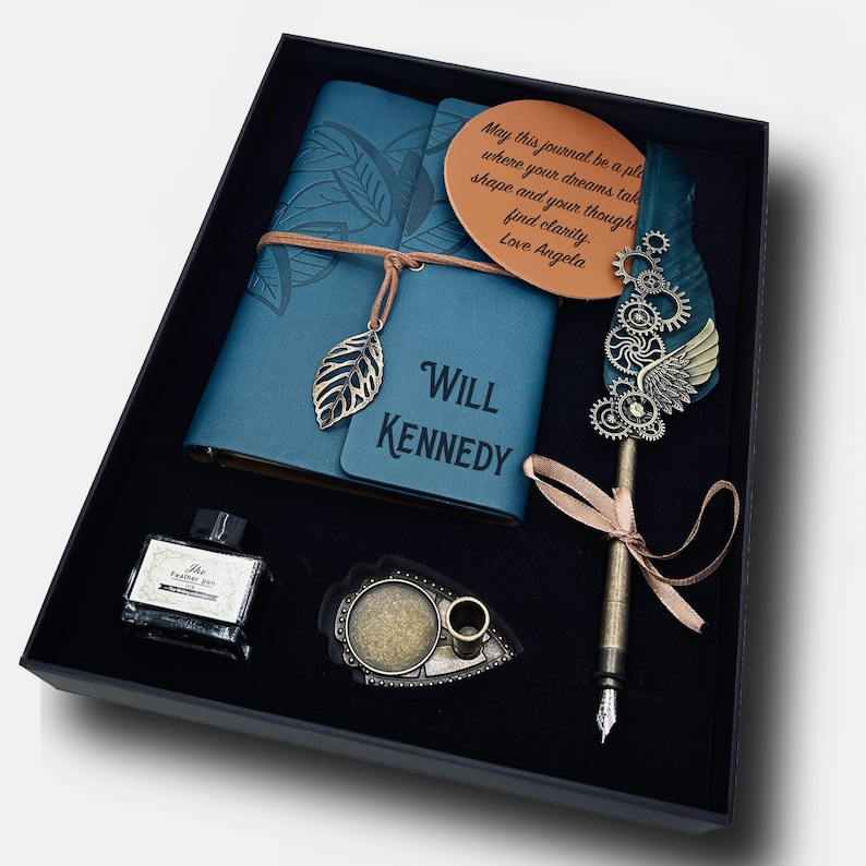 CUSTOM Calligraphy Set With Custom Journal / Engraved Pen Set / Quill ...