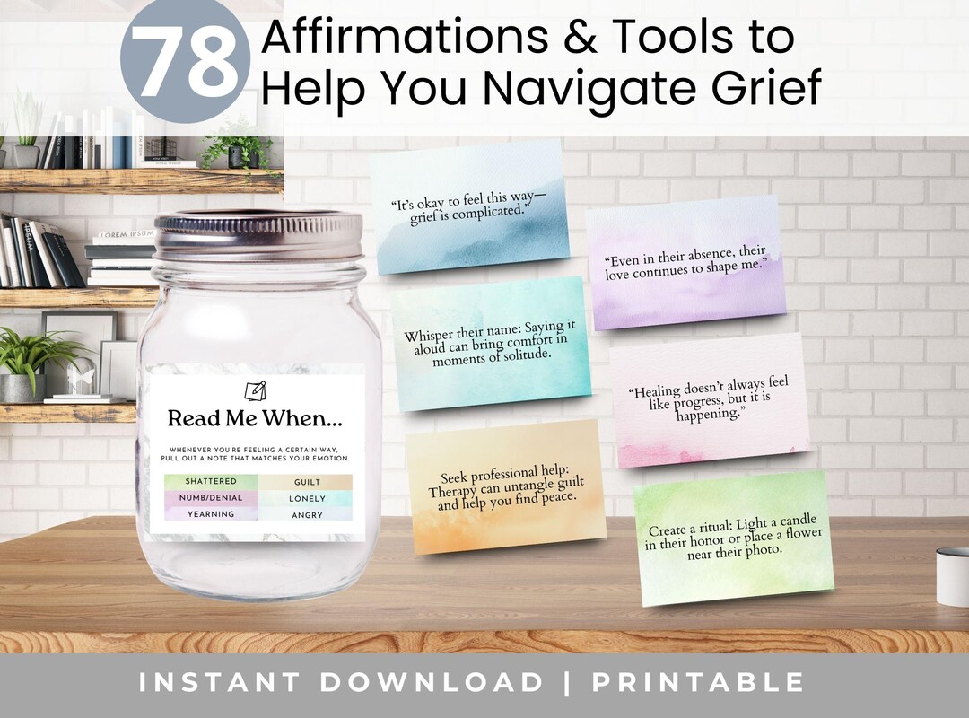 Grief Affirmation Jar, Grief Activities for Adults Pdf, 78 Loss Coping ...