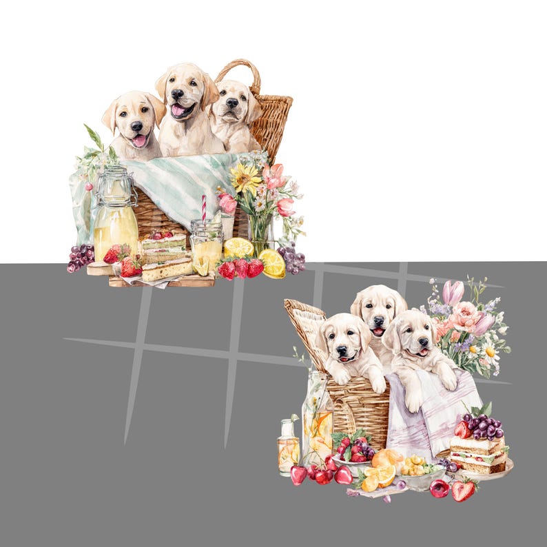 Labrador Retriever With Flowers Clipart, Floral Dog Breed Watercolor ...