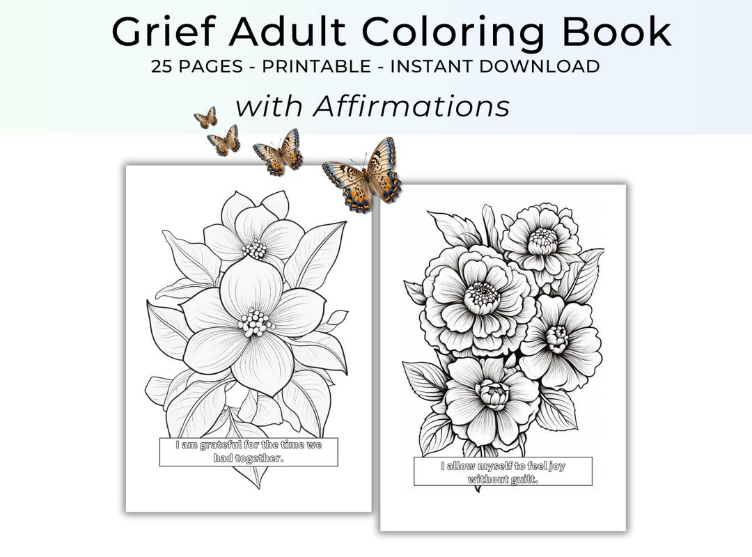 Coloring Pages for Grief, Bereavement Therapy, Printable Floral ...