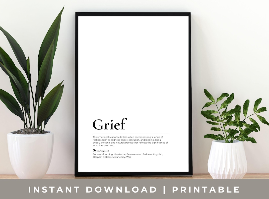 Grief Definition Poster, Grief Printable Wall Art, Inspirational Decor ...