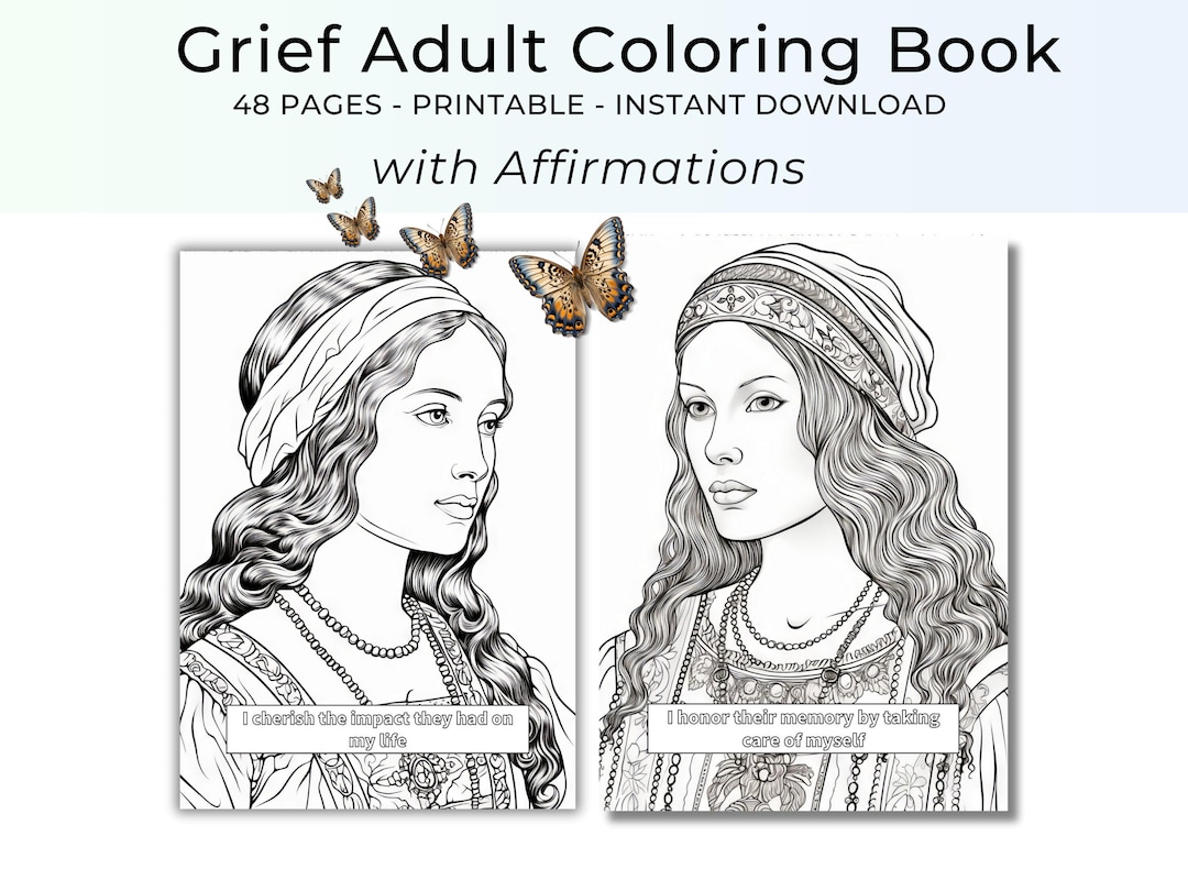 Grief Coloring Page, Loss & Bereavement Support, Women Coloring Book ...