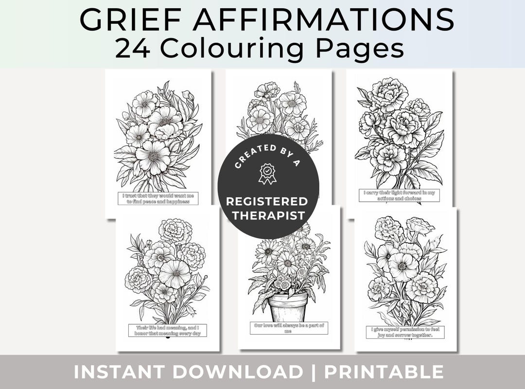 Grief Coloring Page, Loss & Bereavement Support, Floral Coloring Book ...
