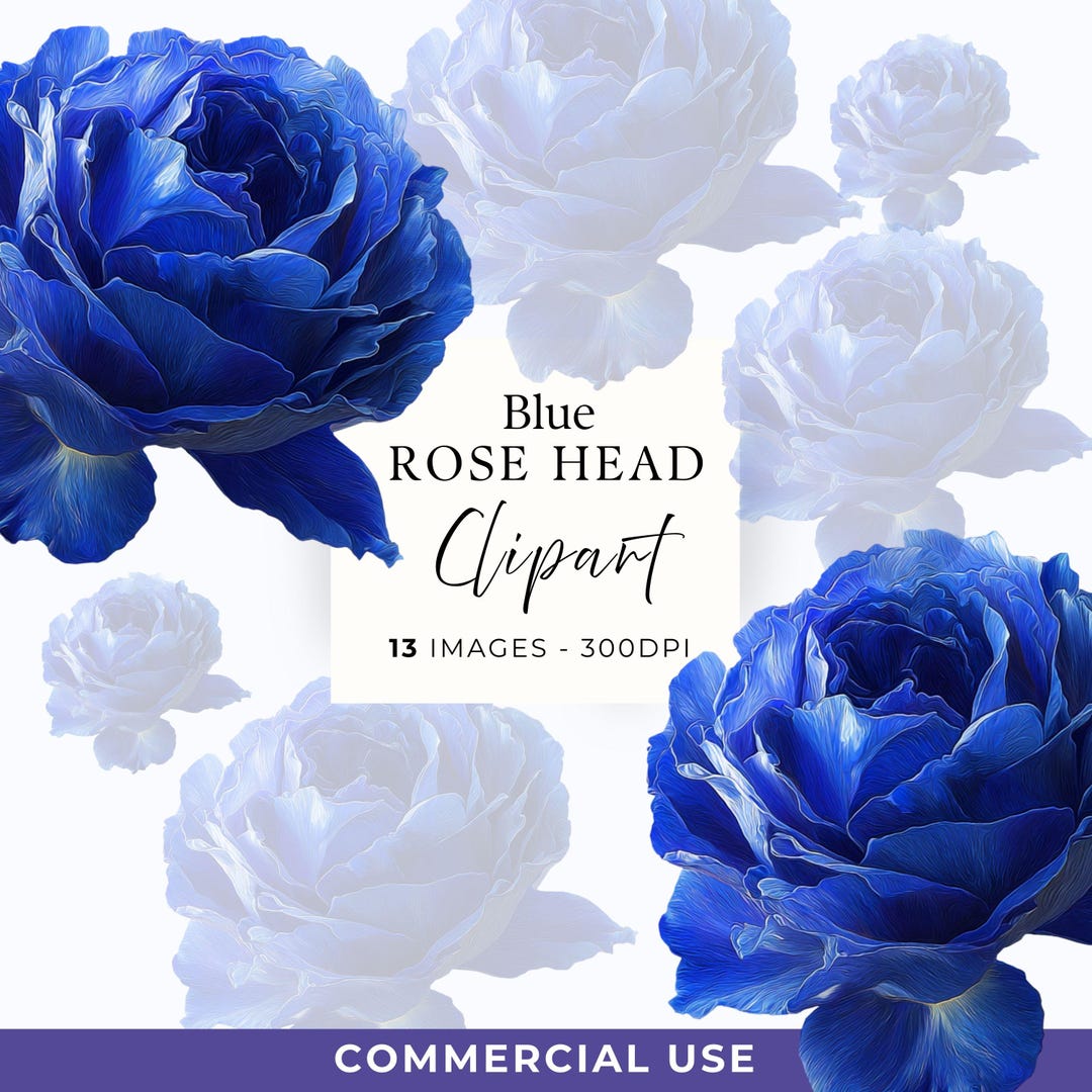 Blue Rose Head PNG – Single Flower Clipart for Floral Crafts and Design ...