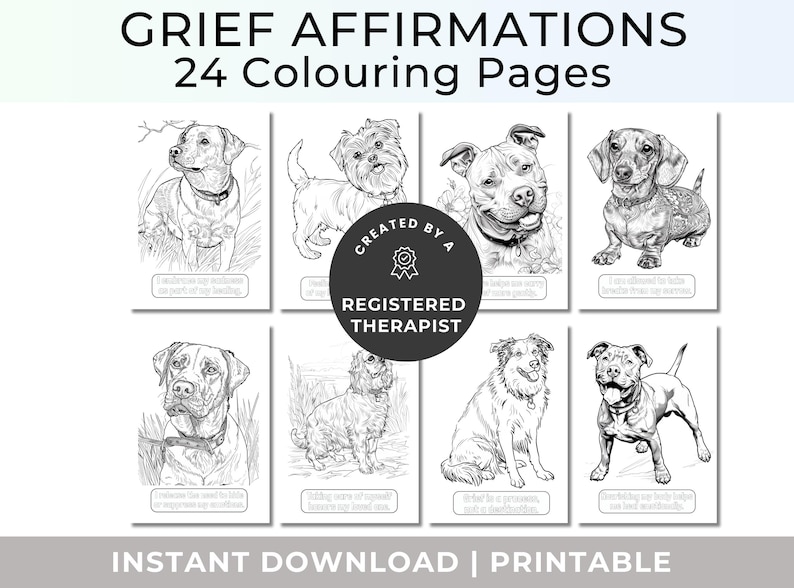 Grief Coloring Pages for Adults, Dogs Bereavement Colouring Book, Pets ...