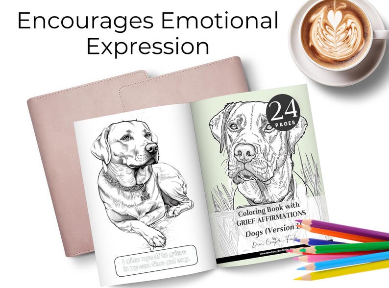Grief Coloring Pages for Adults, Bereavement Colouring Book, Dogs ...